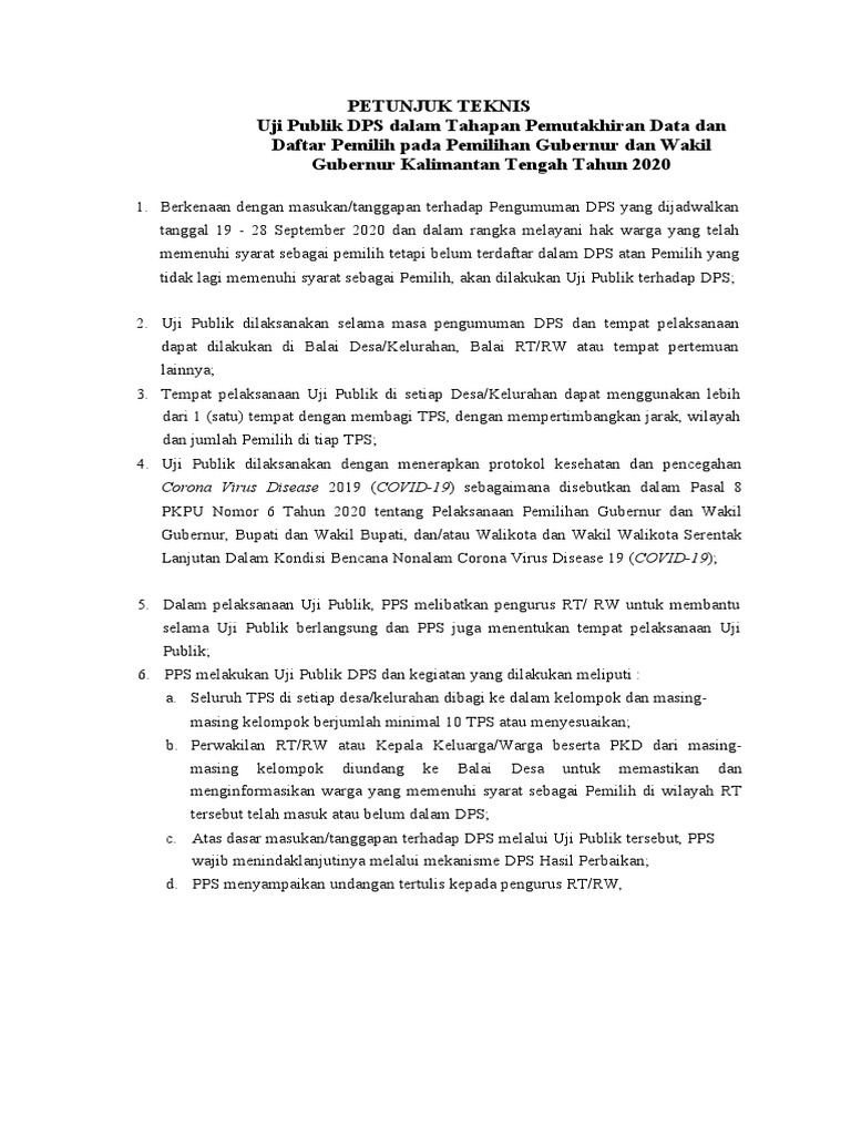 Petunjuk Teknis UJI PUBLIK DPS | PDF