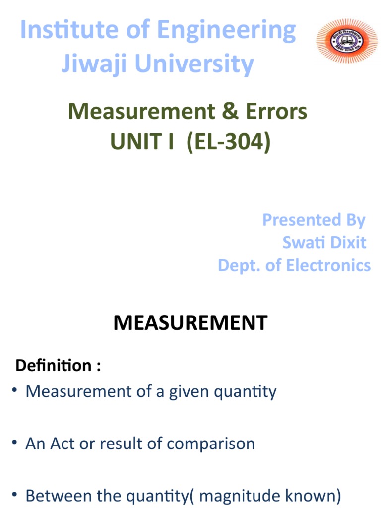 Measurement & Errors UNIT I | PDF | Observational Error | Measurement
