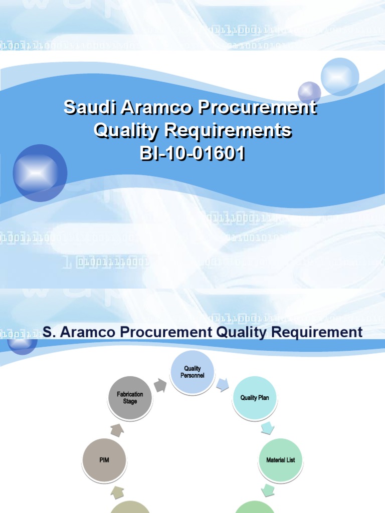 Aramco Procurement Quality Requirements | PDF | Procurement | Quality