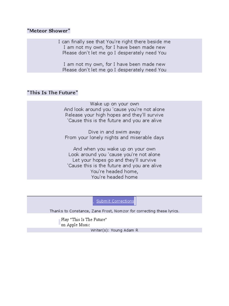 "Meteor Shower": Thanks To Constance, Zane Frost, Nomzor For Correcting ...