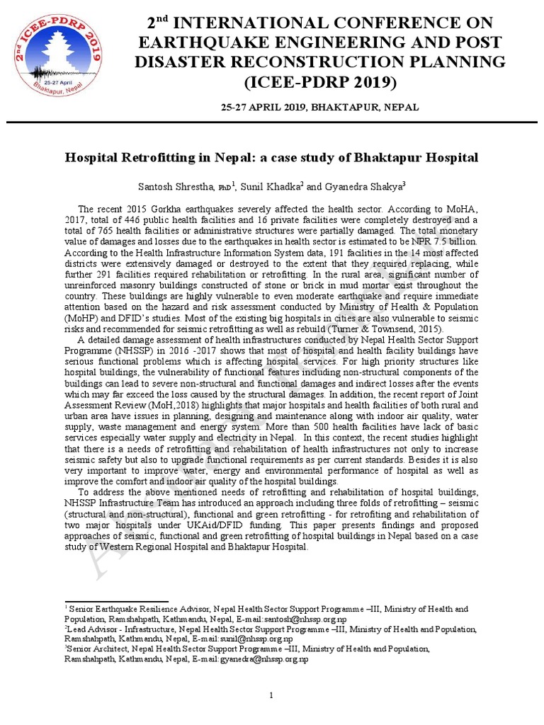 Hospital Retrofitting in Nepal: A Case Study of Bhaktapur Hospital ...