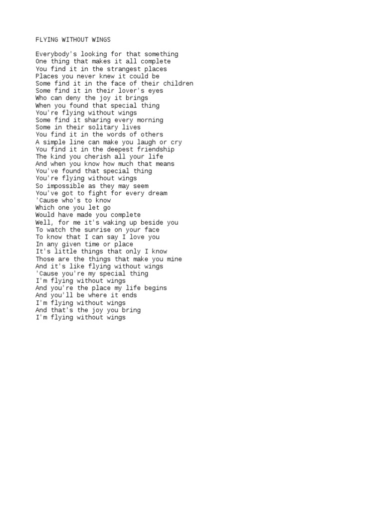 Flying Without Wings | PDF