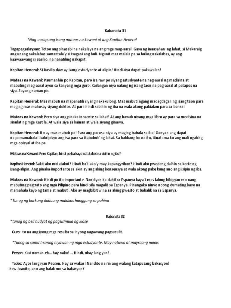 Filipino Script El Fili KAbanata 31-39 | PDF