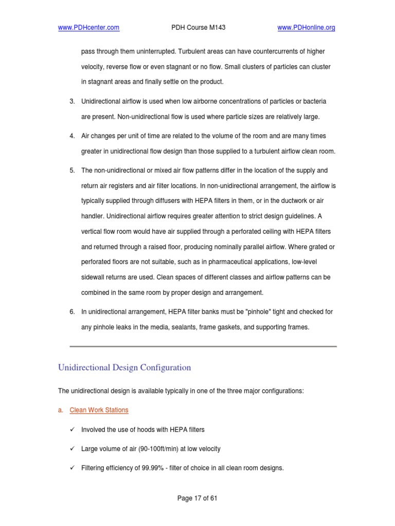 Unidirectional Design Configuration: A. Clean Work Stations | PDF