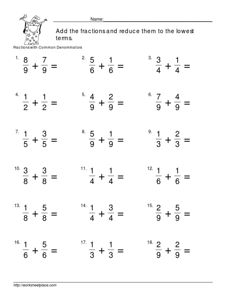 Adding Fractions Reduce 1 PDF | Download Free PDF | Fraction ...