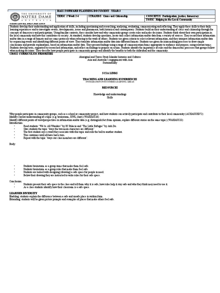 Forward Planning Document Template Humanities | PDF | Data | Community