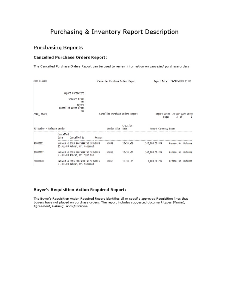 Oracle Purchasing - & - Inventory - Standard - Reports | PDF ...