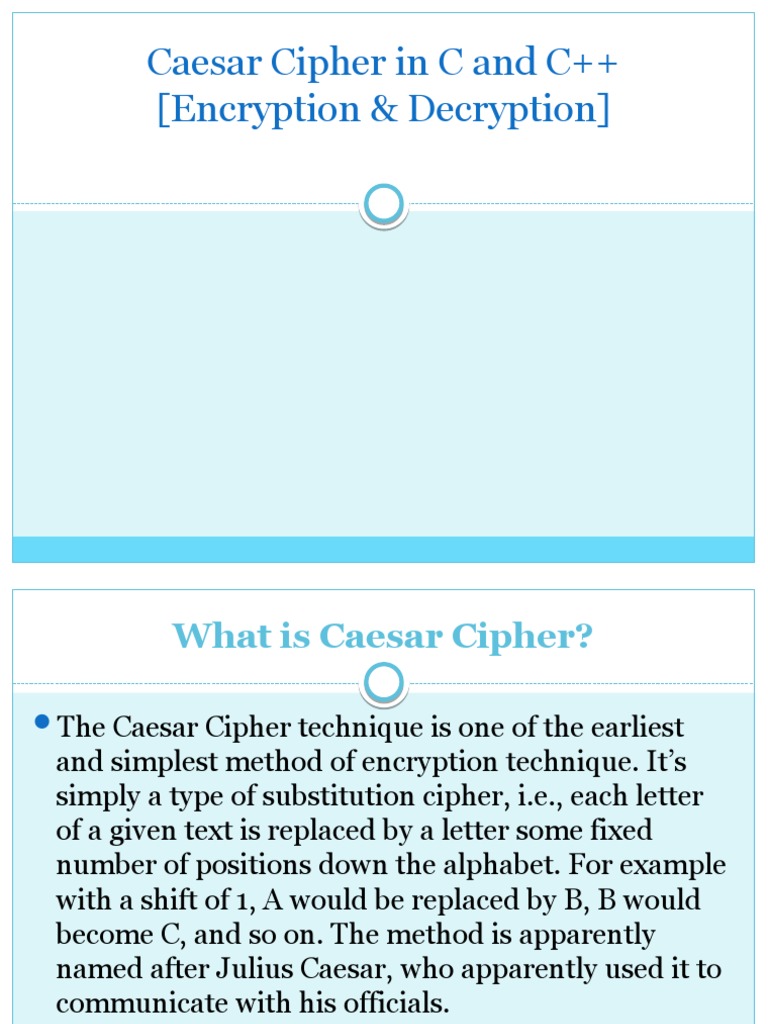 Caesar Cipher in C and C++ ( | PDF