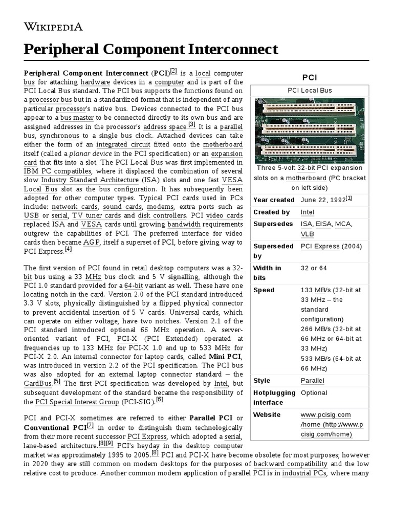 Peripheral Component Interconnect (PCI) | PDF | Computer Hardware ...