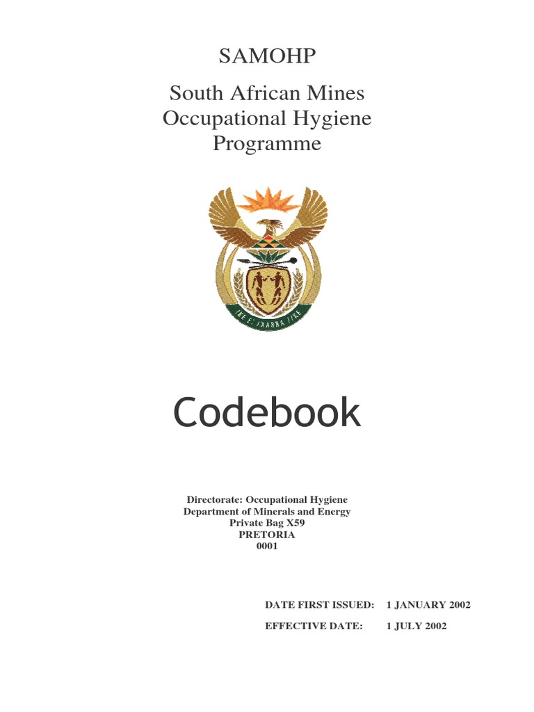 SAMHOP Codebook | PDF | Occupational Hygiene | Occupational Safety And ...