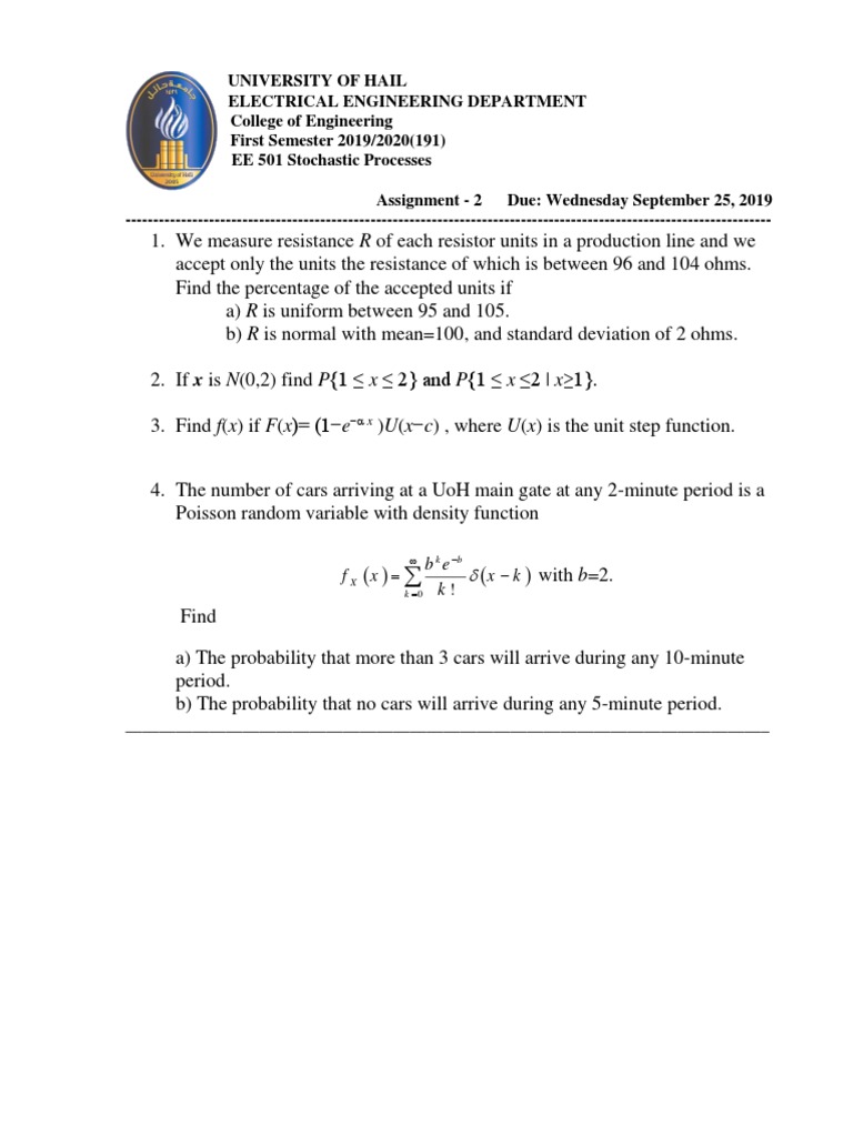 ) U (X C), Where U (X) Is The Unit Step Function.: Be F X X K K | PDF