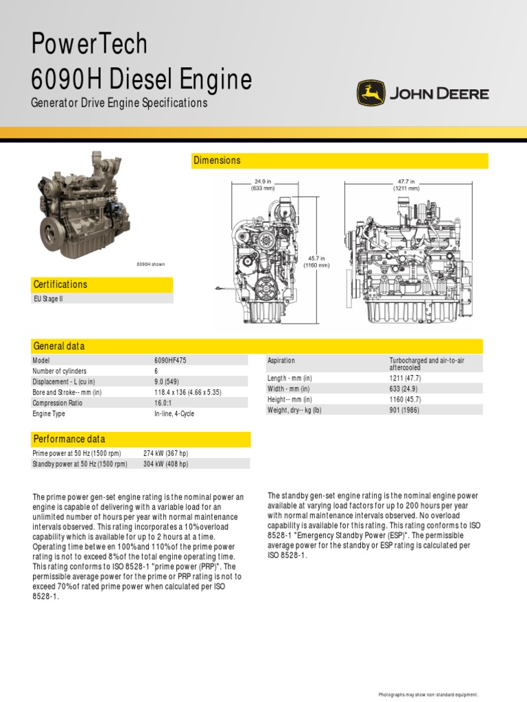 Powertech 6090H Diesel Engine: Generator Drive Engine Specifications ...