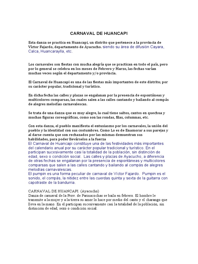 Carnaval de Huancapi | PDF