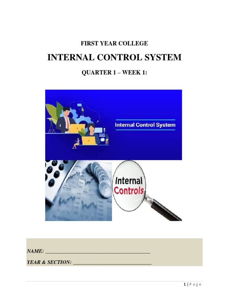 Module in Ics Week 1-2 | PDF | Internal Control | Audit Committee
