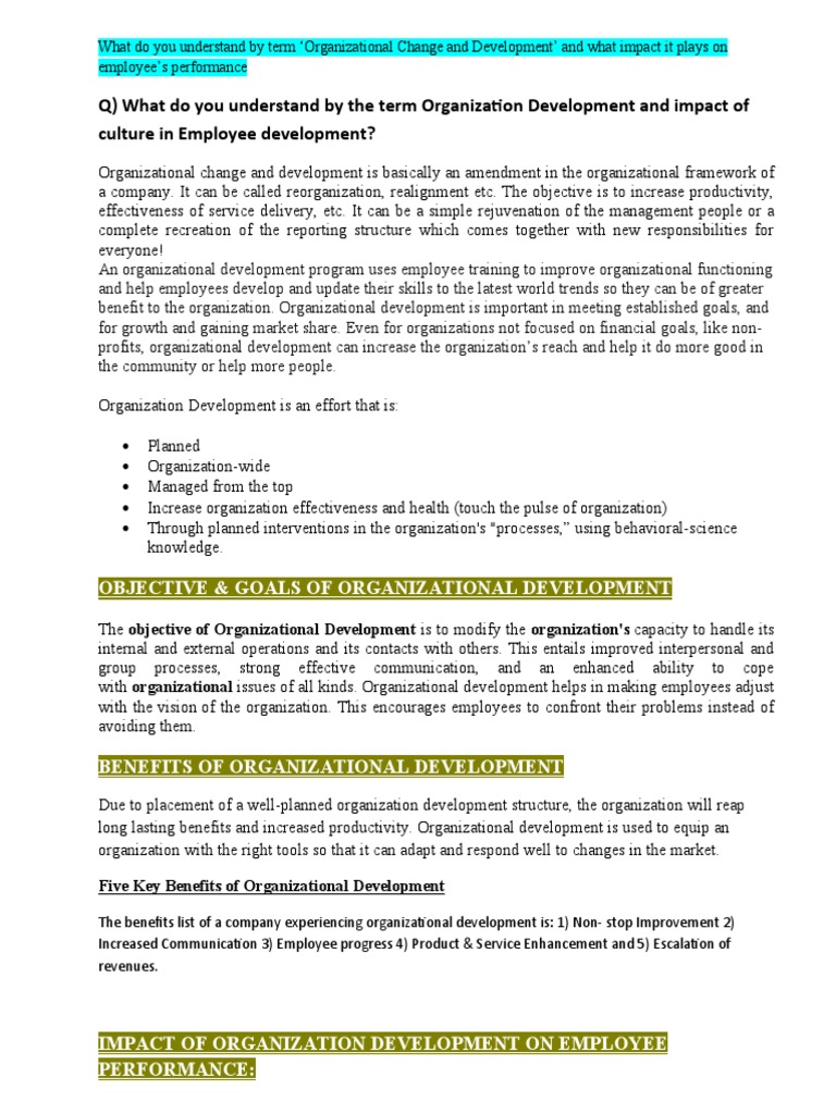 Assignment 5-Organization Development | PDF | Organization Development | Organizational Culture