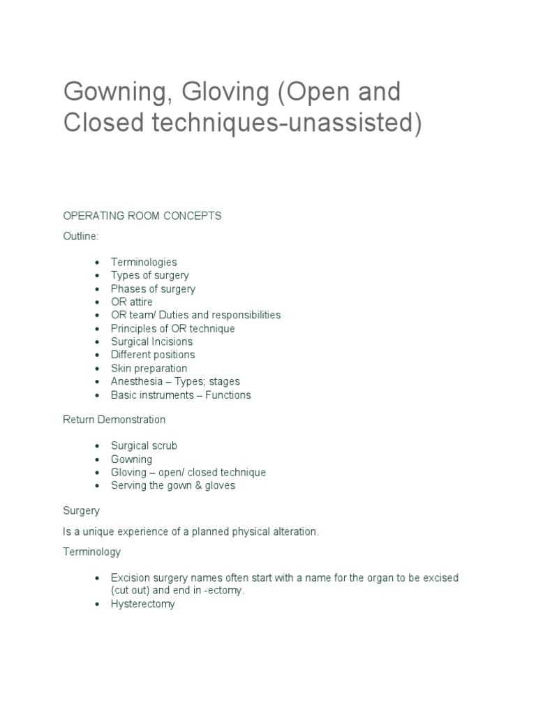Gowning | PDF | Glove | Surgery