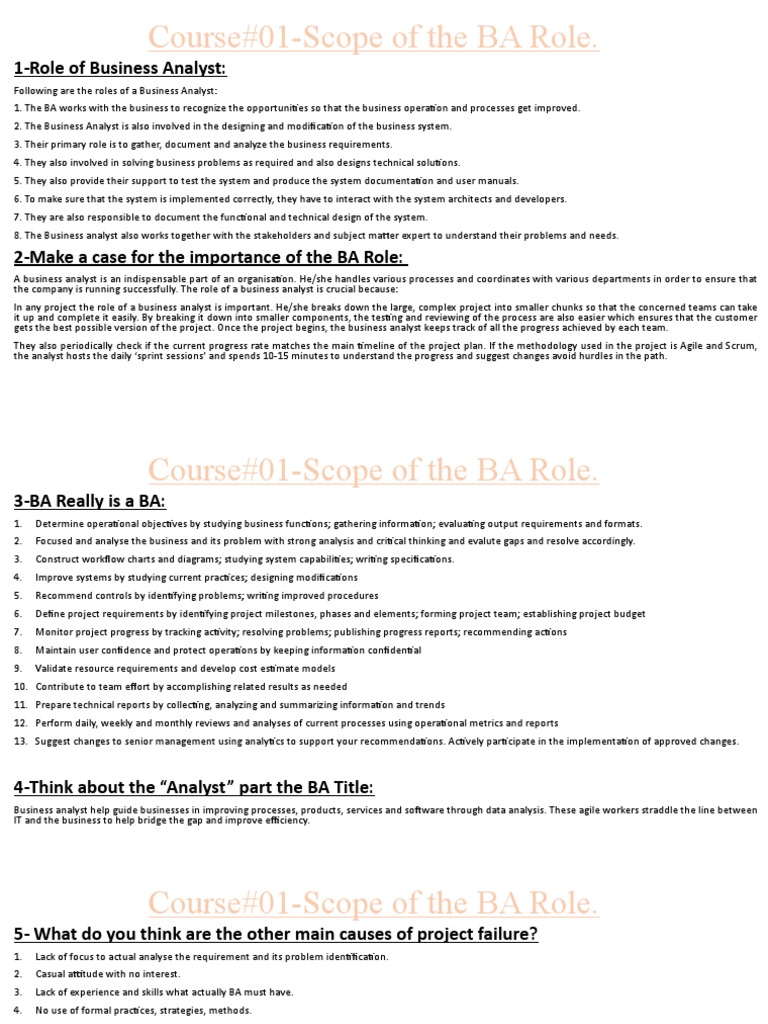 01-BA Course Exercise | PDF | Business Analysis | Intelligence Analysis