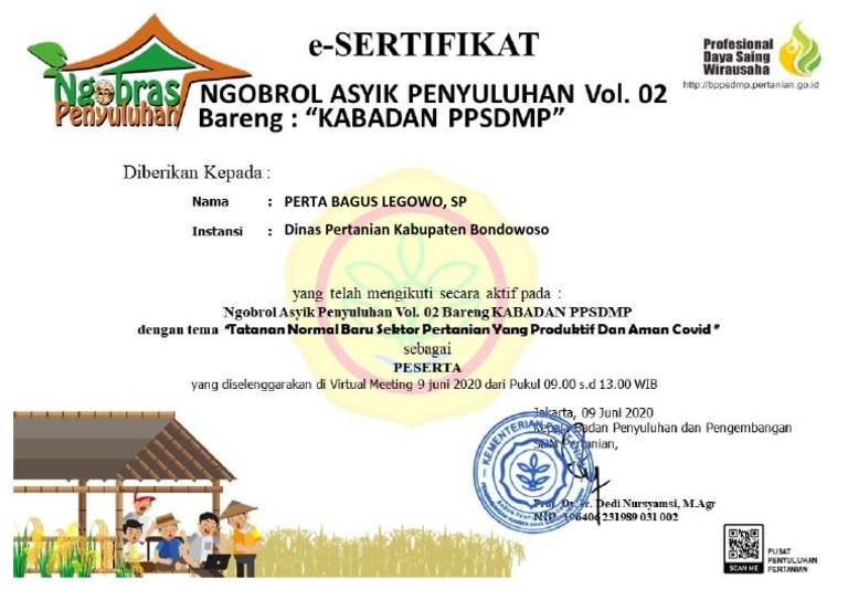Sertifikat Ngobras Bersama Kaban PPSDMP | PDF