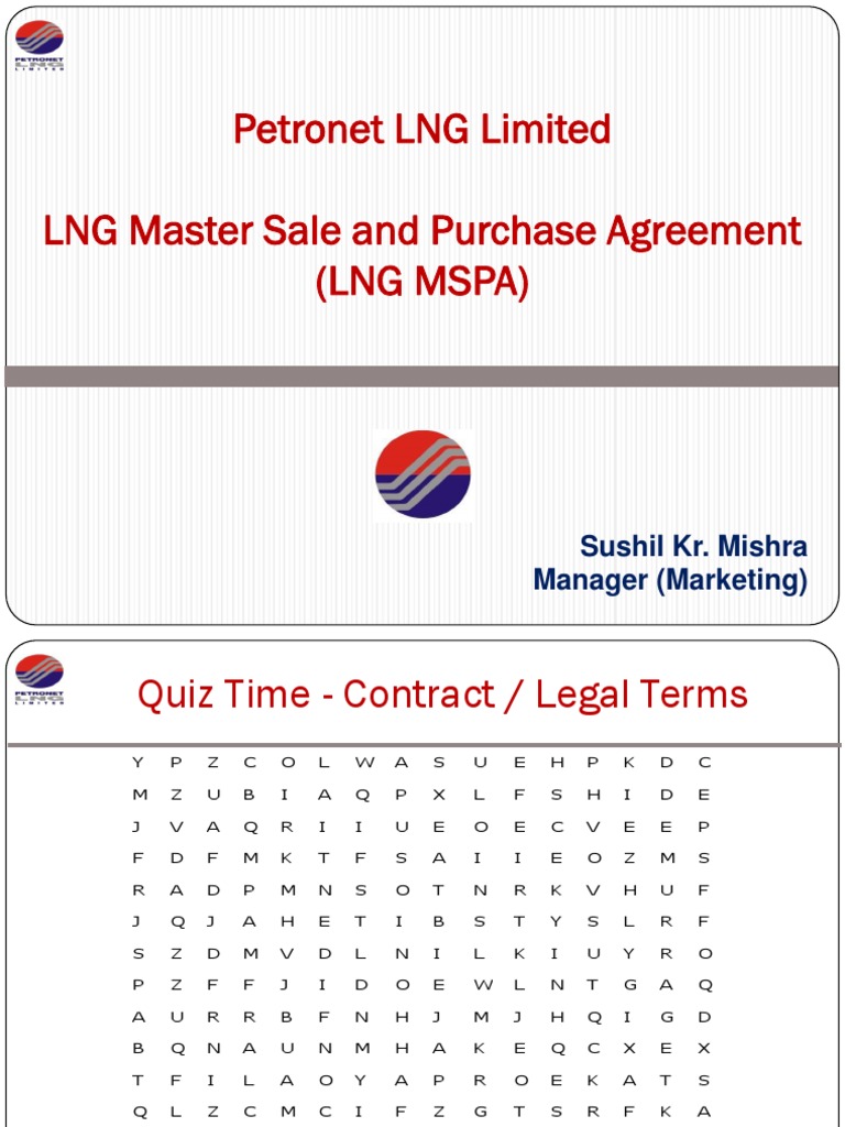 Petronet LNG Limited LNG Master Sale and Purchase Agreement (LNG Mspa) | PDF | Liquefied Natural ...