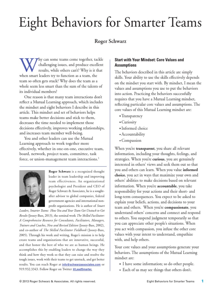 Eight Behaviors For Smarter Teams 2 PDF | PDF | Career & Growth