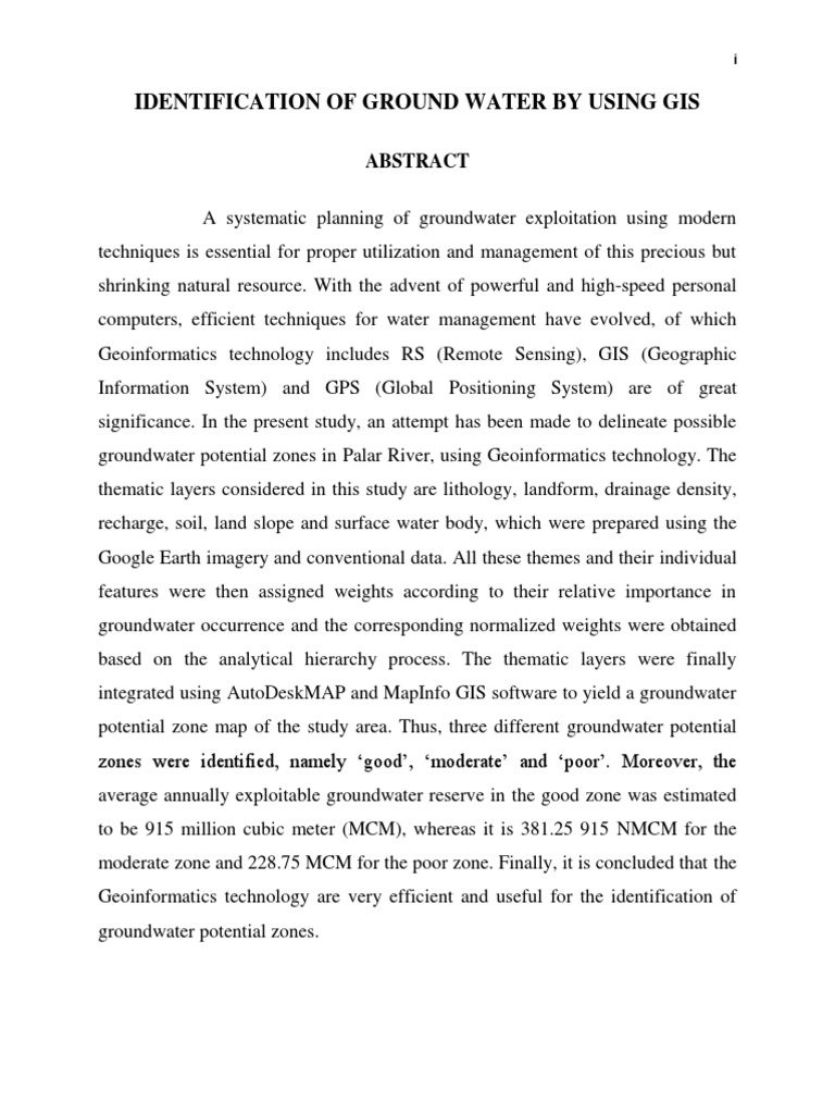 Identification of Ground Water by Using Gis | PDF
