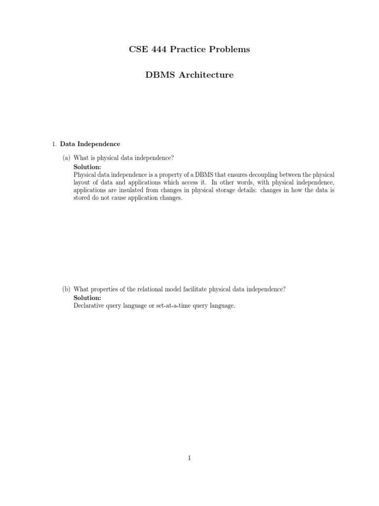 CSE 444 Practice Problems | PDF | Database Index | Relational Database