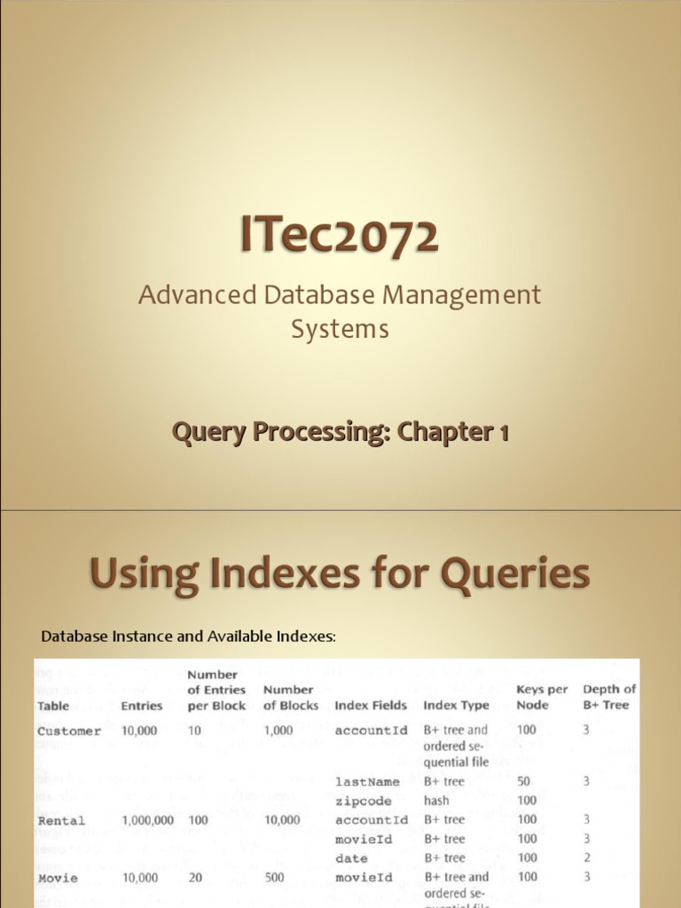 Advanced Database Management Systems: Query Processing: Chapter 1 | PDF ...