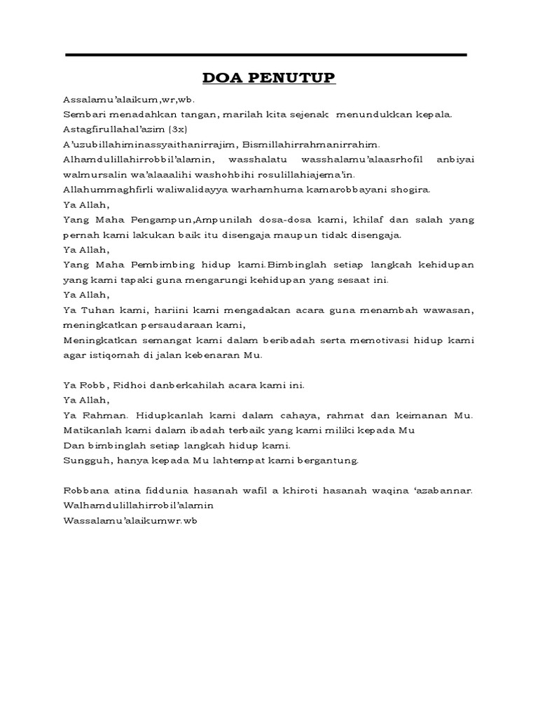Doa Penutup | PDF