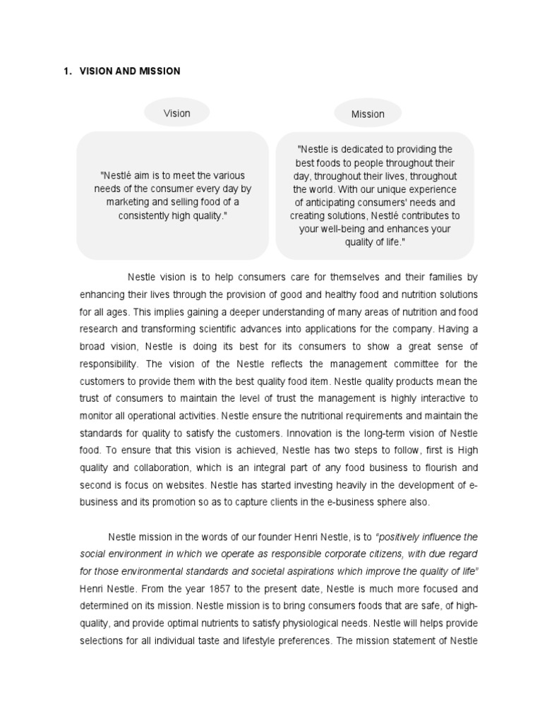 Vision & Mission | PDF | Nestlé | Foods