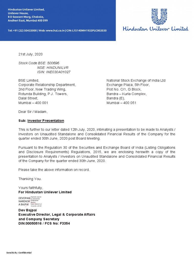 Investor Presentation 21 07 2020 - tcm1255 553378 - 1 - en PDF | PDF | Dividend | Strategic ...