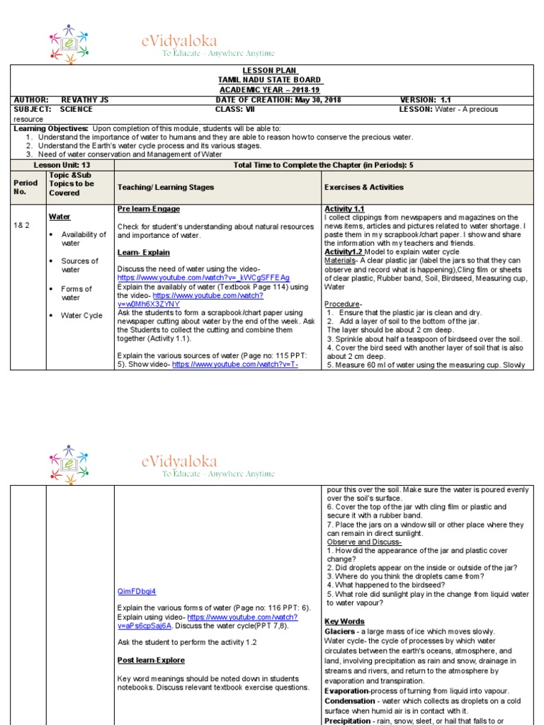 7S - Water - Lesson Plan Version 1.1 | PDF | Groundwater | Precipitation