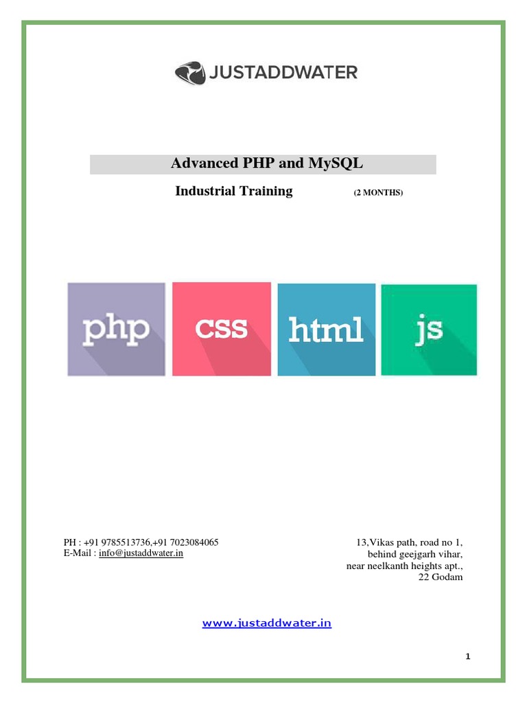 Advanced PHP and Mysql: Industrial Training | PDF | Php | J Query