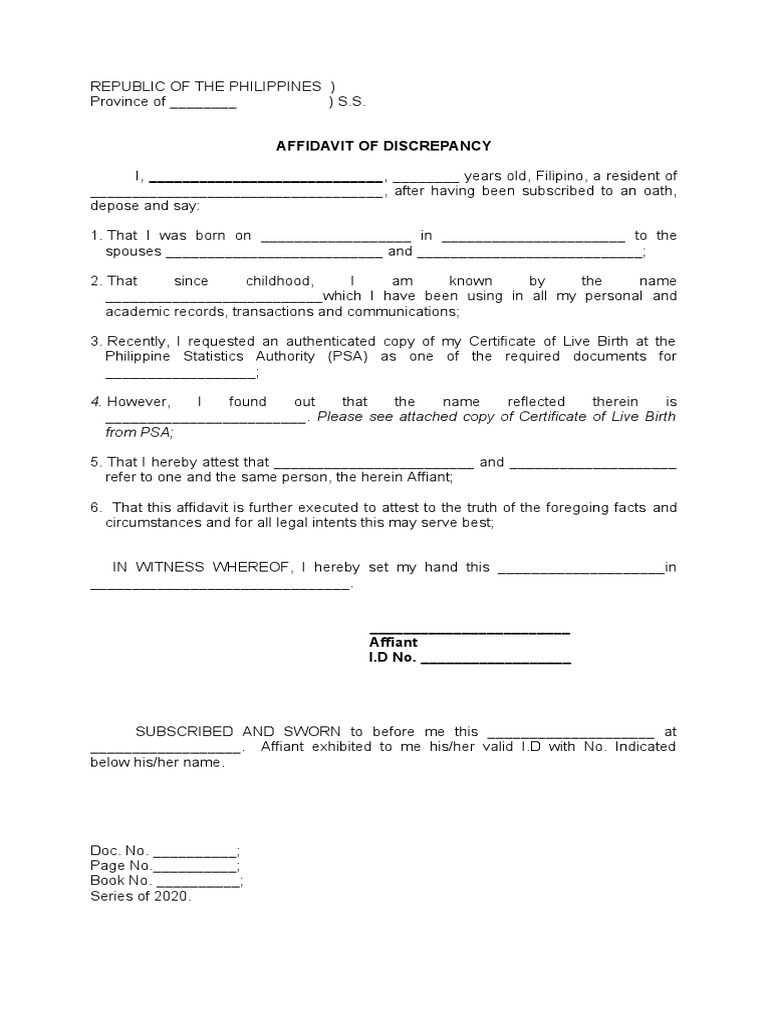 Affidavit of Discrepancy | PDF
