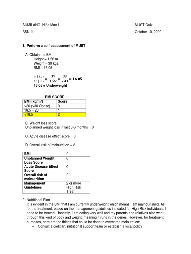 Malnutrition Universal Screening Tool | PDF