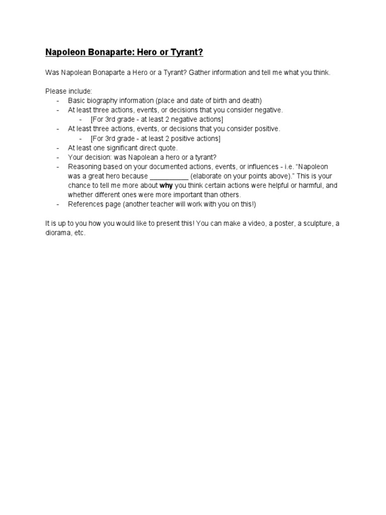 Napolean Hero or Tyrant | PDF