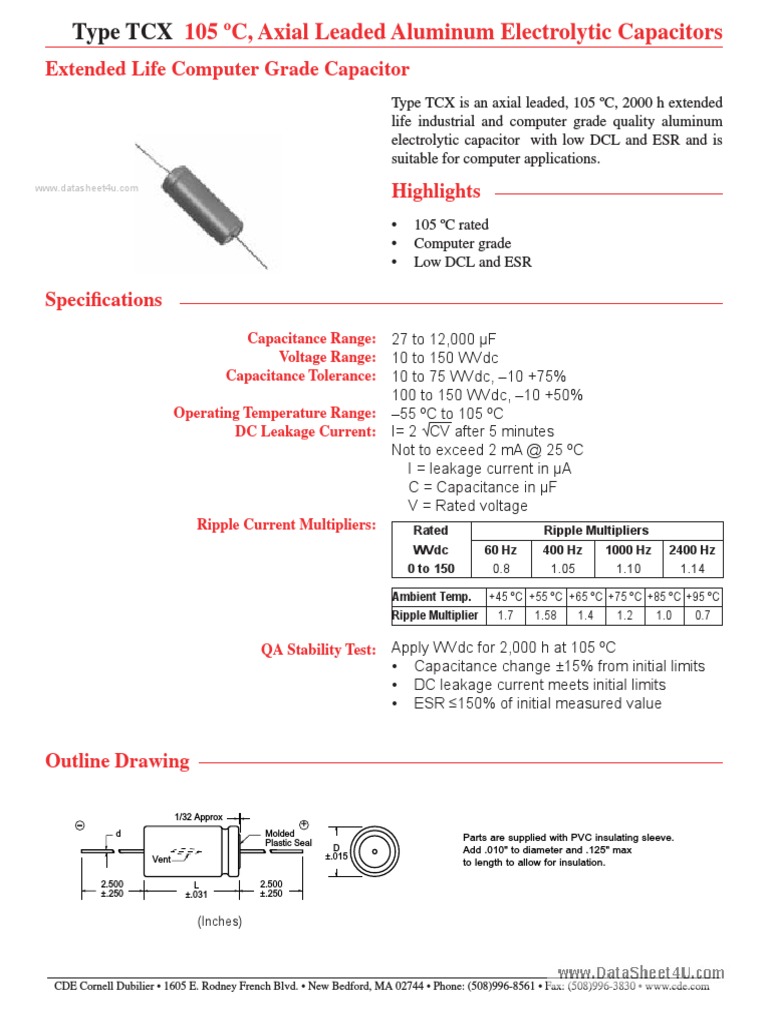 Extended Life Computer Grade Capacitor | PDF | Capacitor | Electrical ...