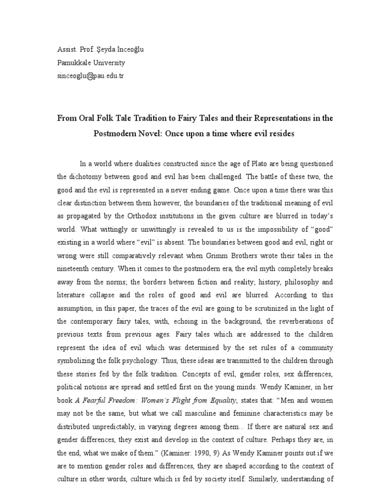 From Oral Folk Tale Tradition To Fairy Tales and Their Representations ...