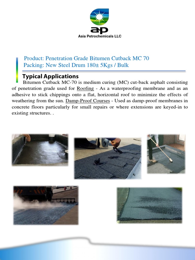 Product: Penetration Grade Bitumen Cutback MC 70 Packing: New Steel ...