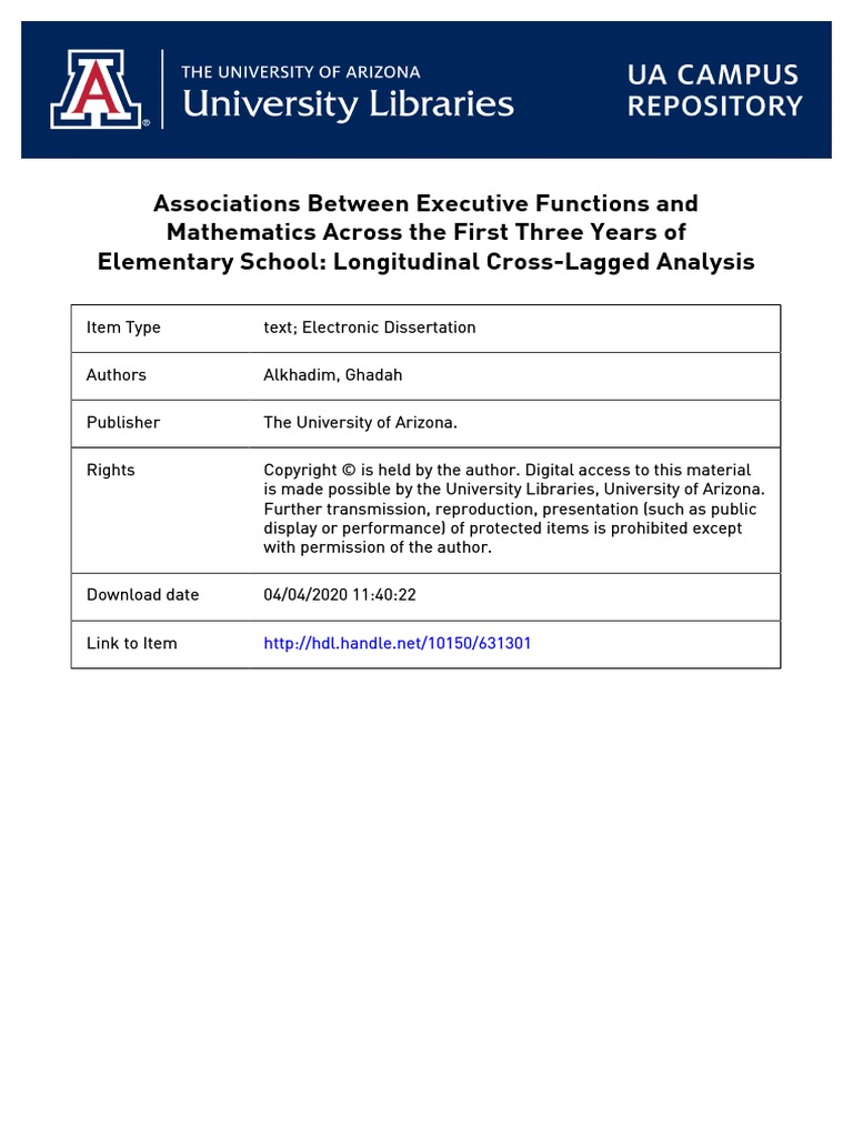 Azu Etd 16694 Sip1 M | PDF | Working Memory | Executive Functions