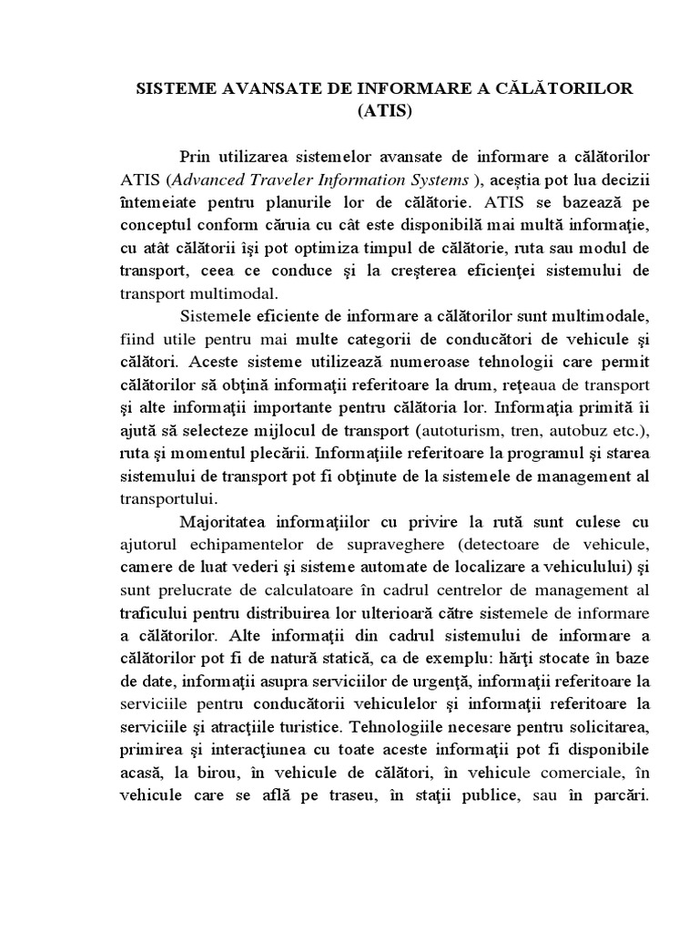 Sisteme Avansate de Informare A Călătorilor PDF | PDF