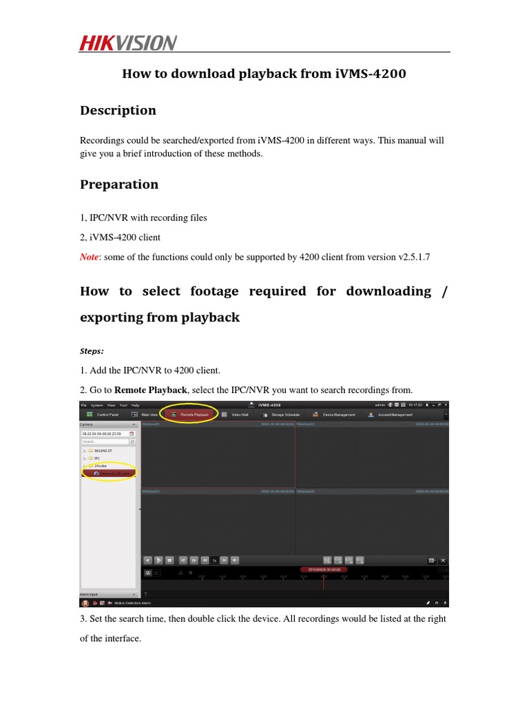 How To Download Playback From iVMS-4200 | PDF | Video | Computer File