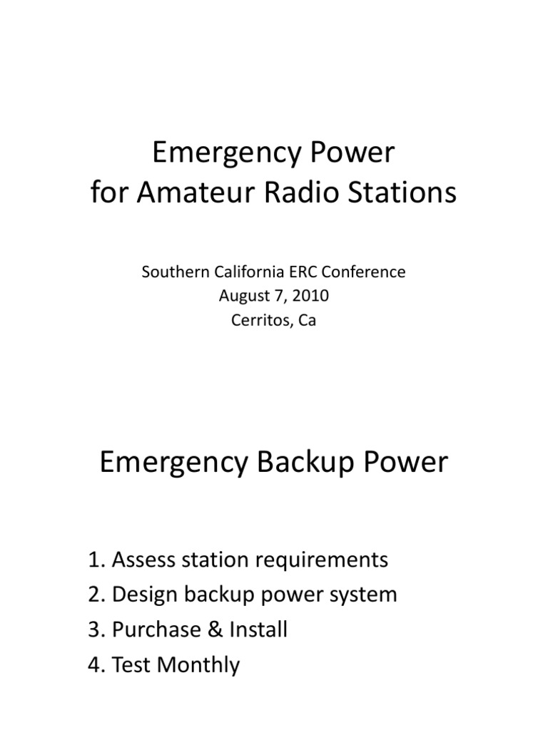 Emergency Power For Amateur Radio Stations SoCal ERC Aug 2010 | PDF ...