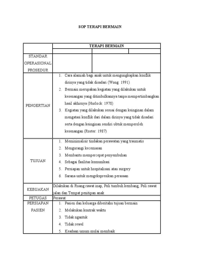 Sop Terapi Bermain | PDF