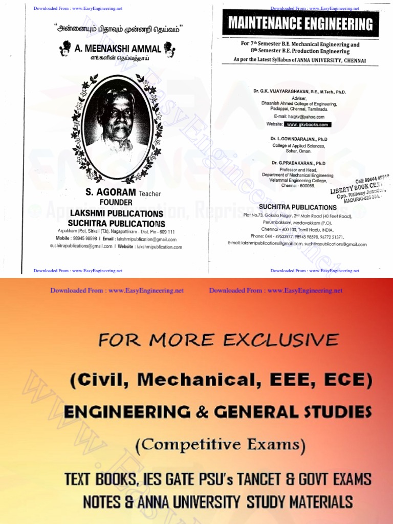 Maintenance Engineering by Dr. G.K. Vijayaraghavan & Dr. L ...