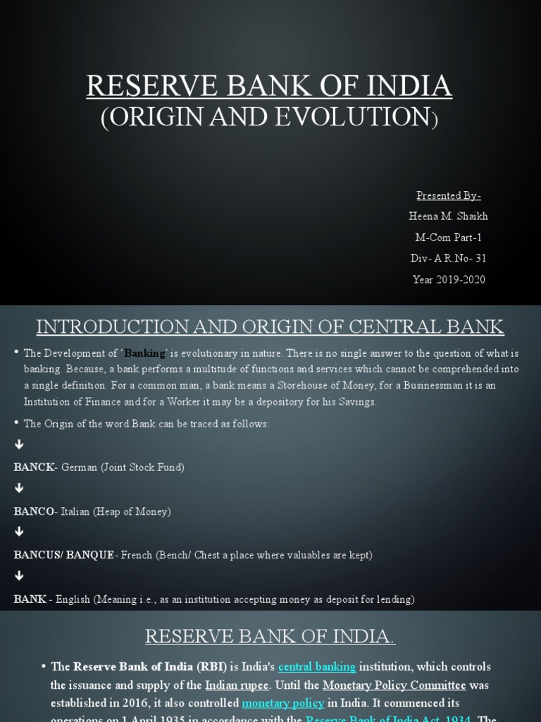 RBI Origin and Evolution | PDF | Reserve Bank Of India | Central Banks