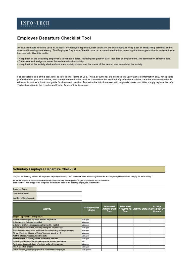 Employee Departure Checklist Tool | PDF | Non Disclosure Agreement ...