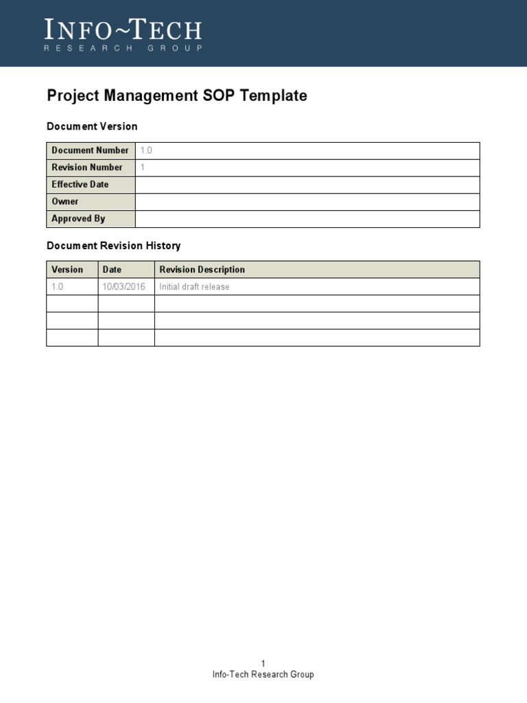 Project Management SOP Template: Document Version | Download Free PDF ...