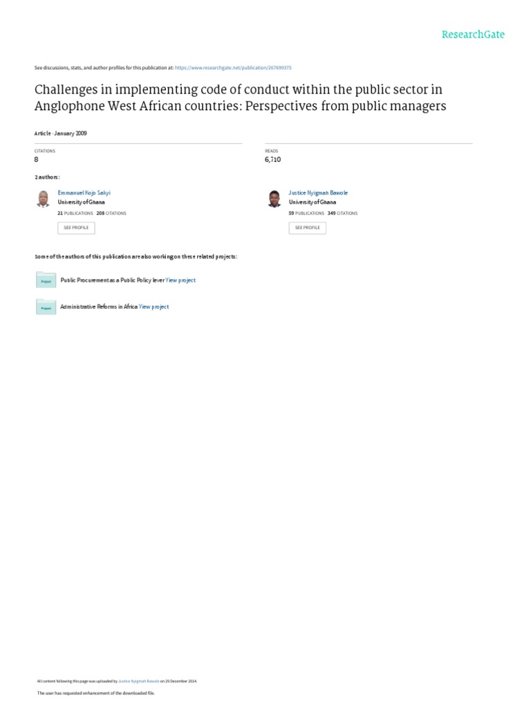 Challenges in Implementing Code of Conduct Within PDF | PDF | Focus ...