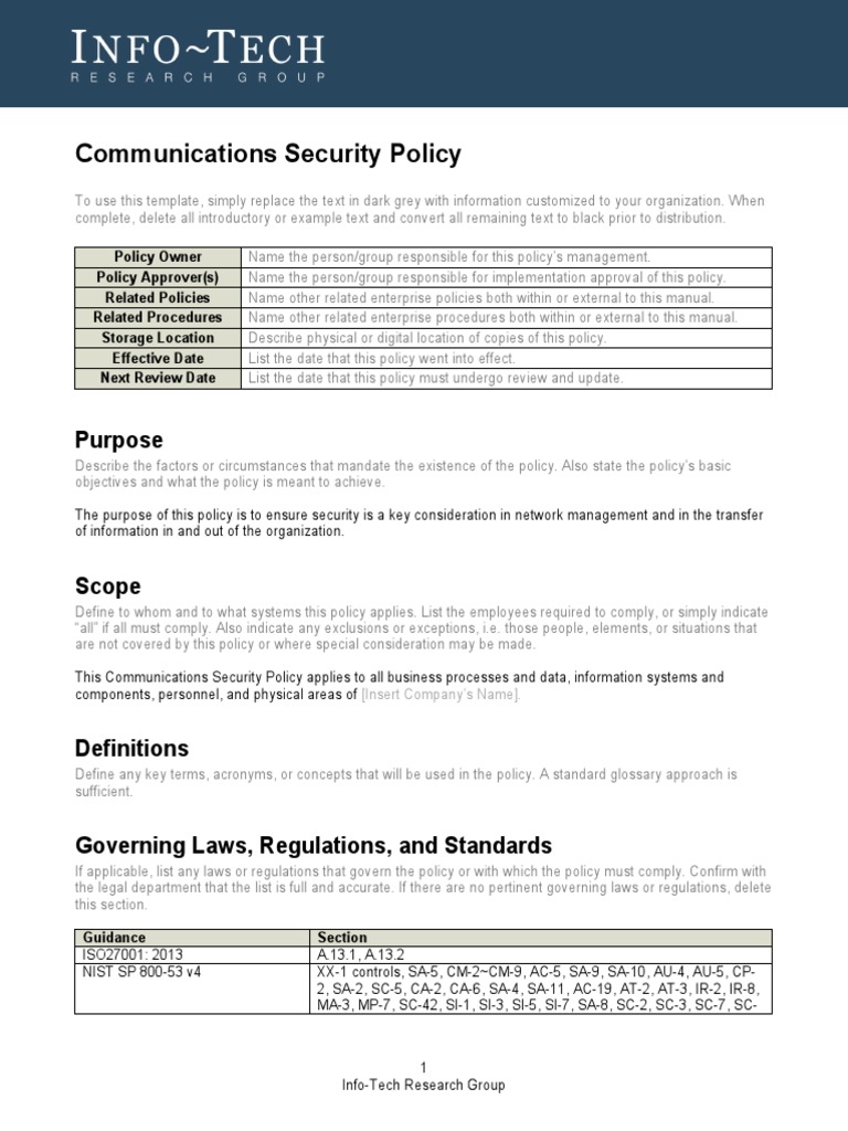 It Communications Security Policy | PDF | Information Security | Computing