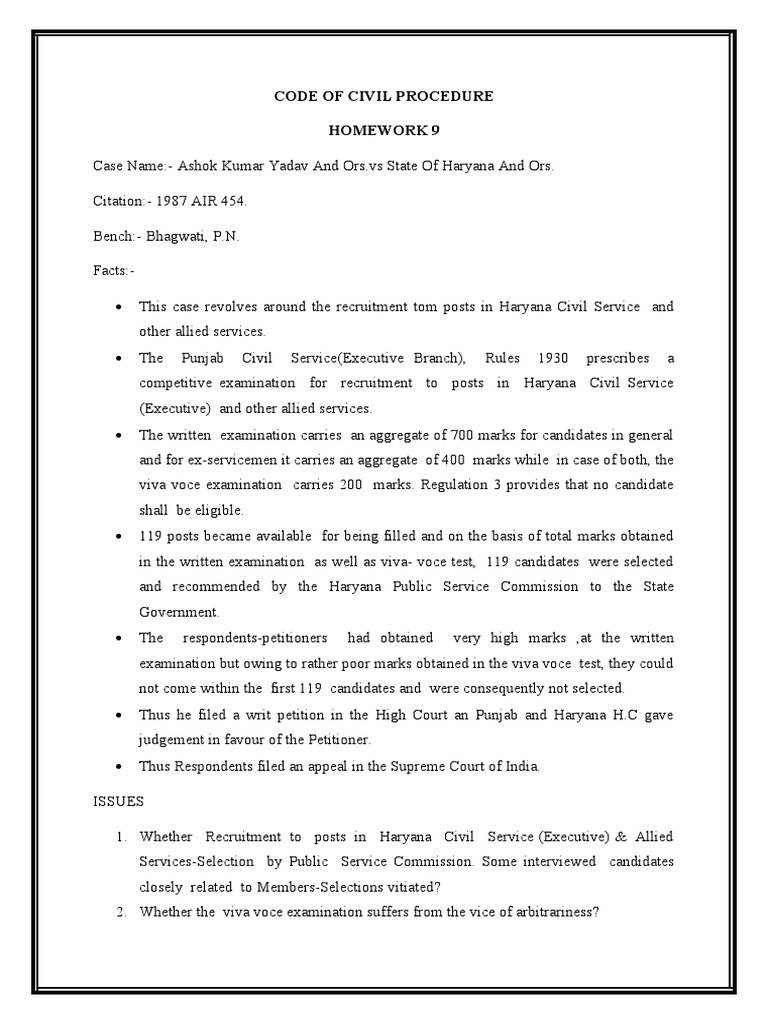 CPC HW 9 | PDF | Civil Service | Evidence (Law)